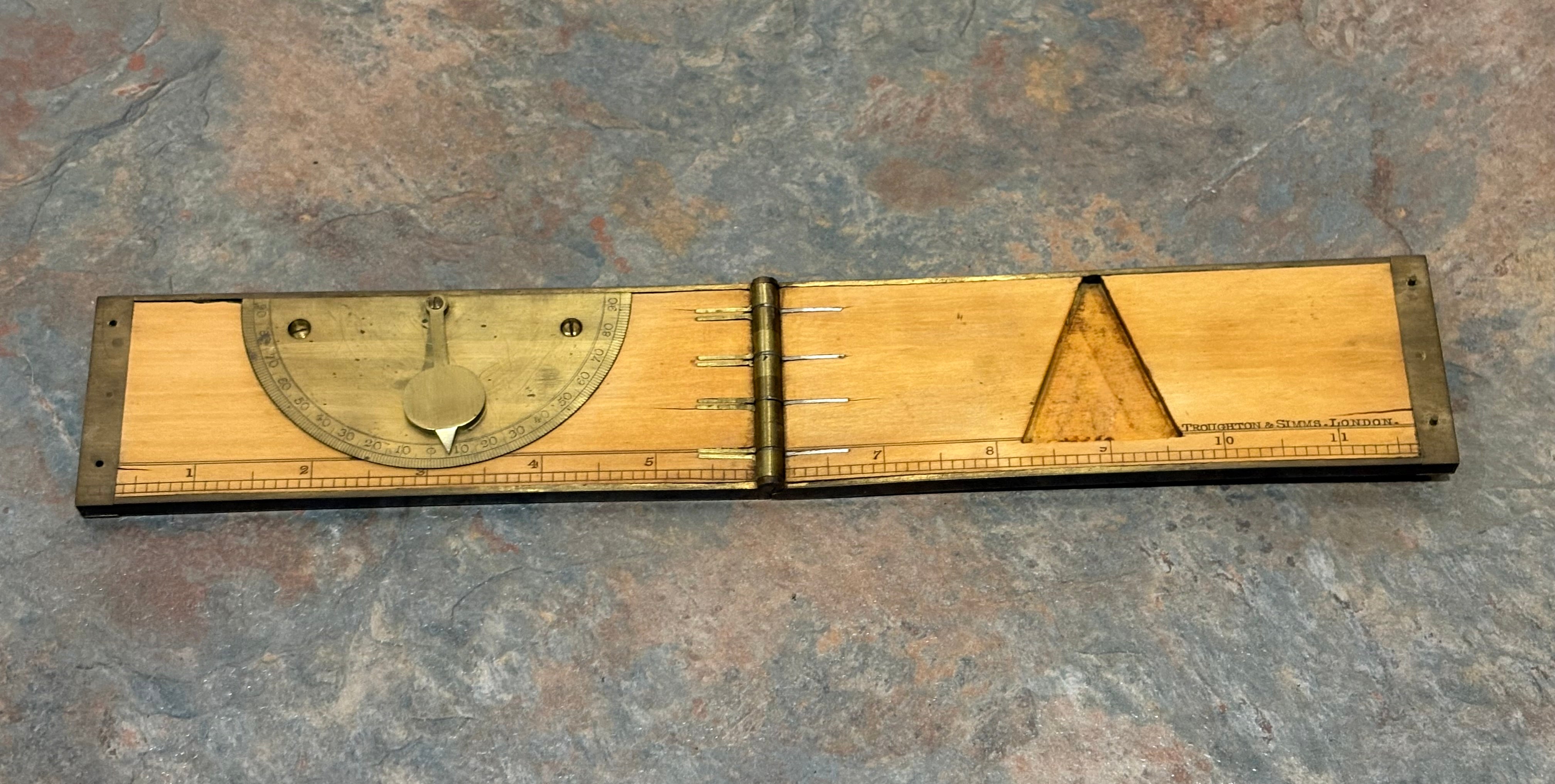 BOXWOOD FOLDING RULE CLINOMETER, TROUGHTON & SIMMS, LONDON, 1826-1915 ...